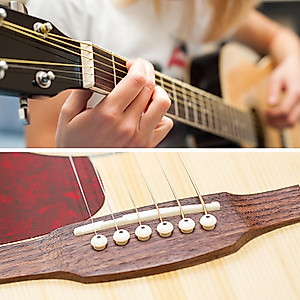 For a Left Handed Guitar - 2 Sets 4pcs 6 String Acoustic Guitar Bone Bridge Saddle and Nut Made of Real Bone by Blisstime