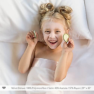 Little Giraffe Baby Blanket - Velvet Soft Blanket with Satin Trim - Baby Stroller Blanket - Newborn Baby Essentials & Baby Gifts - 29x35" - Blue