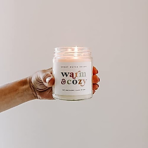 Sweet Water Decor Warm and Cozy Soy Candle | Orange Peel, Cinnamon, Ginger, Clove, Cypress, and Pine and Fir Balsam Scented Candles for Home | 9oz Clear Jar, 40+ Hour Burn Time, Made in The USA