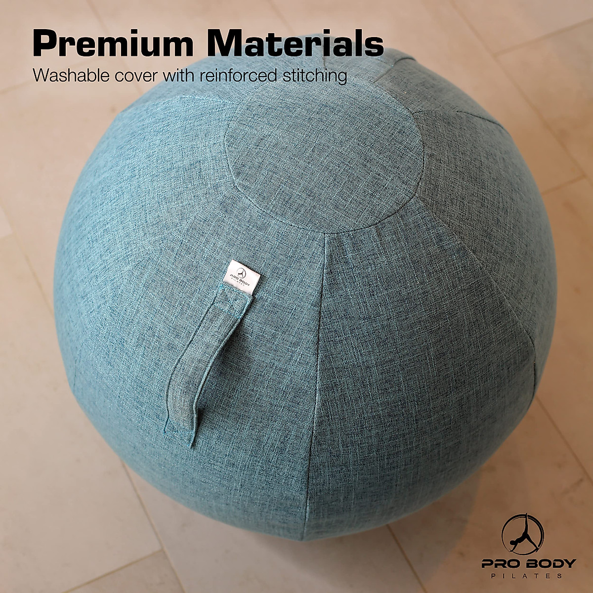 ProBody Pilates Yoga Ball Chair - Exercise Ball Chair for Home or Office, Balance Ball Chair with Yoga Ball Cover, Upgrade Stability Ball with Attractive Cover (Azure, 24 in)