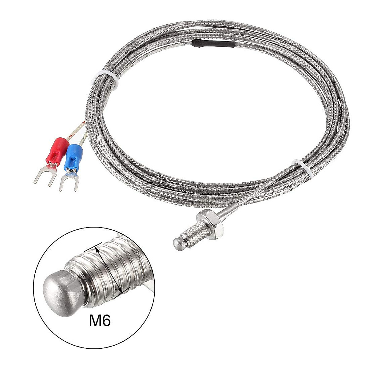 uxcell K-Type Thermocouple Temperature Sensors M6 Thread Probe with 2M/6.6Ft Wire 3pcs