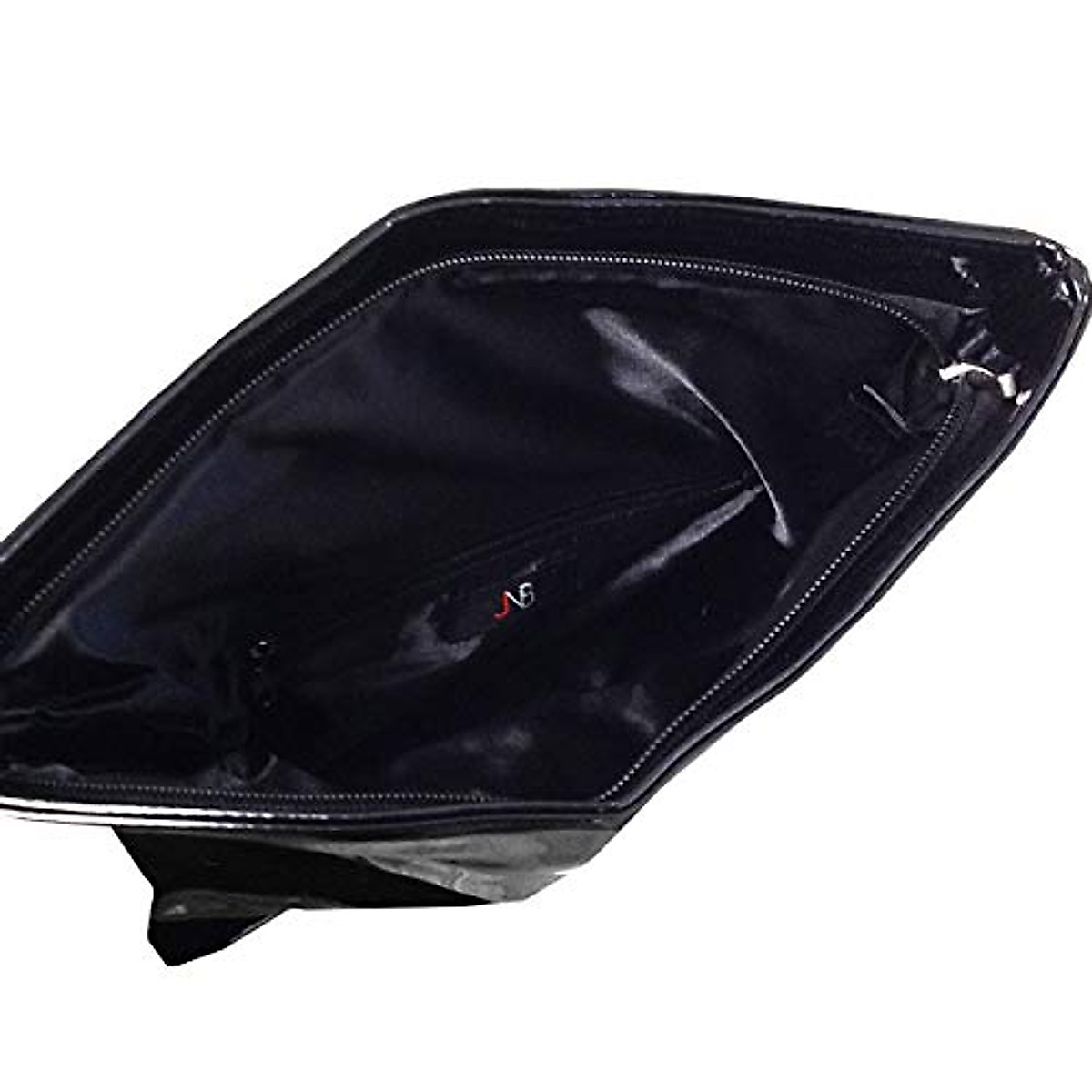 JNB Basic Patent Foldover Clutch, Black