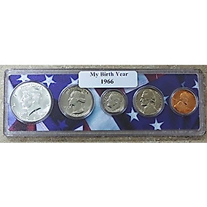1966-5 Coin Birth Year Set in American Flag Holder Uncirculated