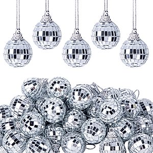 60PCS Disco Ball Ornament - 1.2 Inch Mirror Disco Ball 60s 70s Reflective Mirror Ball Christmas Tree Wedding Birthday Party Ball Ornaments