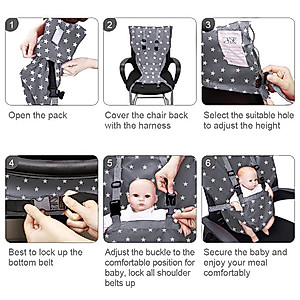 Vine Easy Seat Portable Travel High Chair | Adjustable, Safety, Washable | Toddler High Chair Seat Cover | Convenient Cloth Travel High Chair Fits in Your Handbag (Grey)