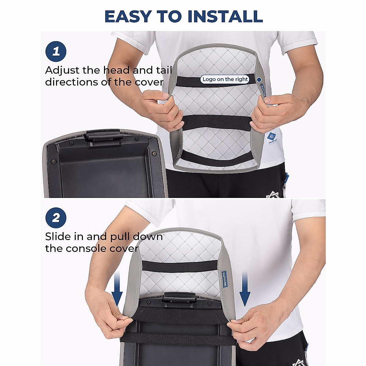 ISSYAUTO Center Console Cover Compatible with 2009-2015 Pilot, Leather Armrest lid Cover Arm Rest Covering for Car, Well-Make Durable Middle Console Cover Armrest Box Protective Cover, Gray