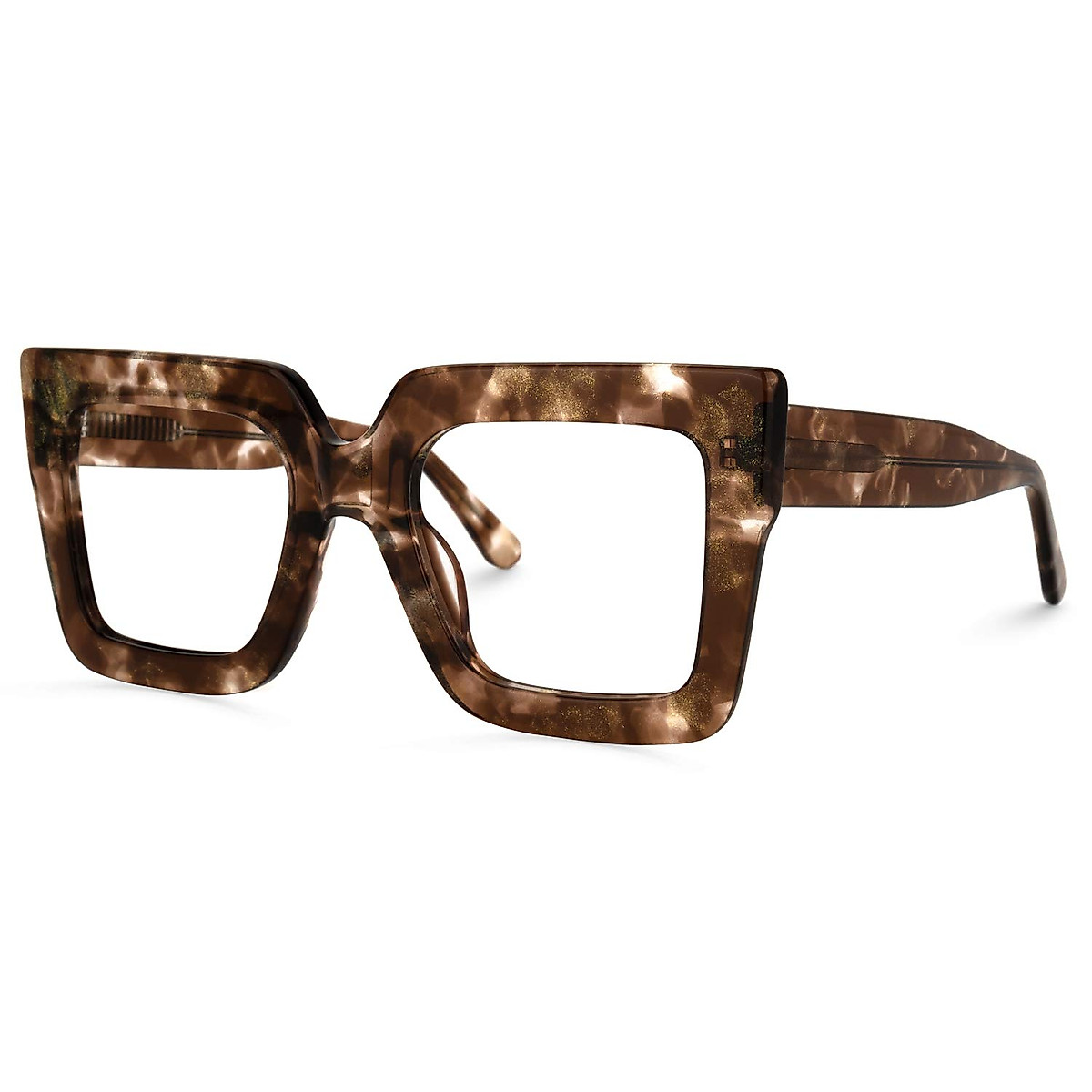 Zeelool Stylish Thick Oversized Square Eyeglasses for Women with Non-prescription Clear Lens Brandon VFP0306-11 Brown