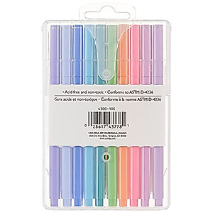 Uchida Of America 4300-10C 10-Piece 0.3 Point Size Le Pen Drawing Pen Set, Blue, Orange, Lavender, Pink, Light Blue