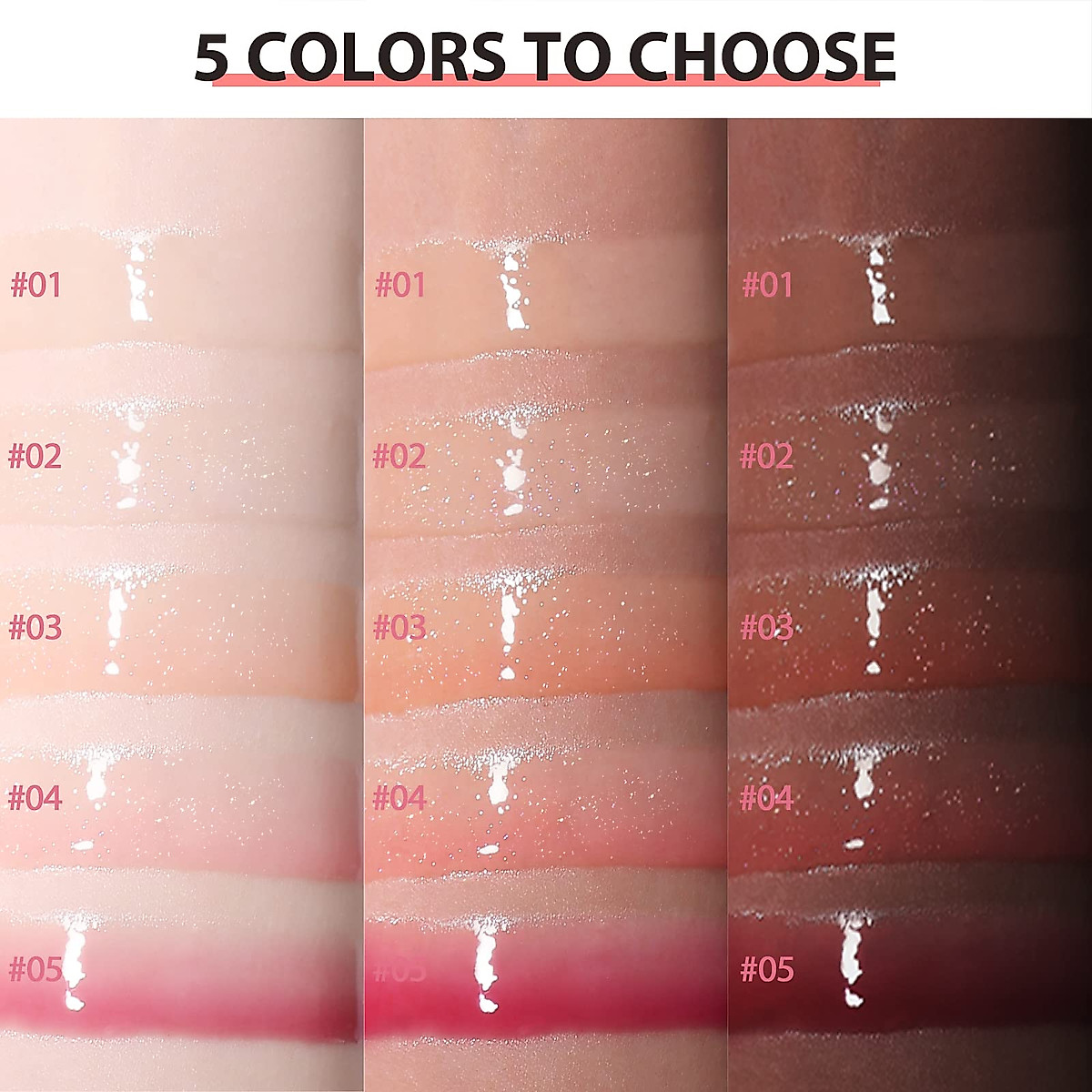 ZCMN Hydrating Lip Gloss Plumping Lip Oil Tinted Lip Balm Lip Care Transparent Toot Lip Oil, Long Lasting Nourishing Lip Glow Oil Non-sticky Big Brush Head Glitter Shine Primer Lip Tint