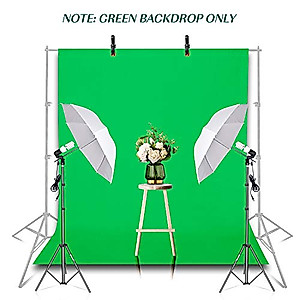 Emart 5x7ft Green Screen Backdrop, Polyester Wrinkle-Resistant Curtain Fabric, Chroma-Key greenscreen Cloth Sheet for Zoom, Including 2 Spring Clamps Suitable for Photoshoot, Interview, Live Stream