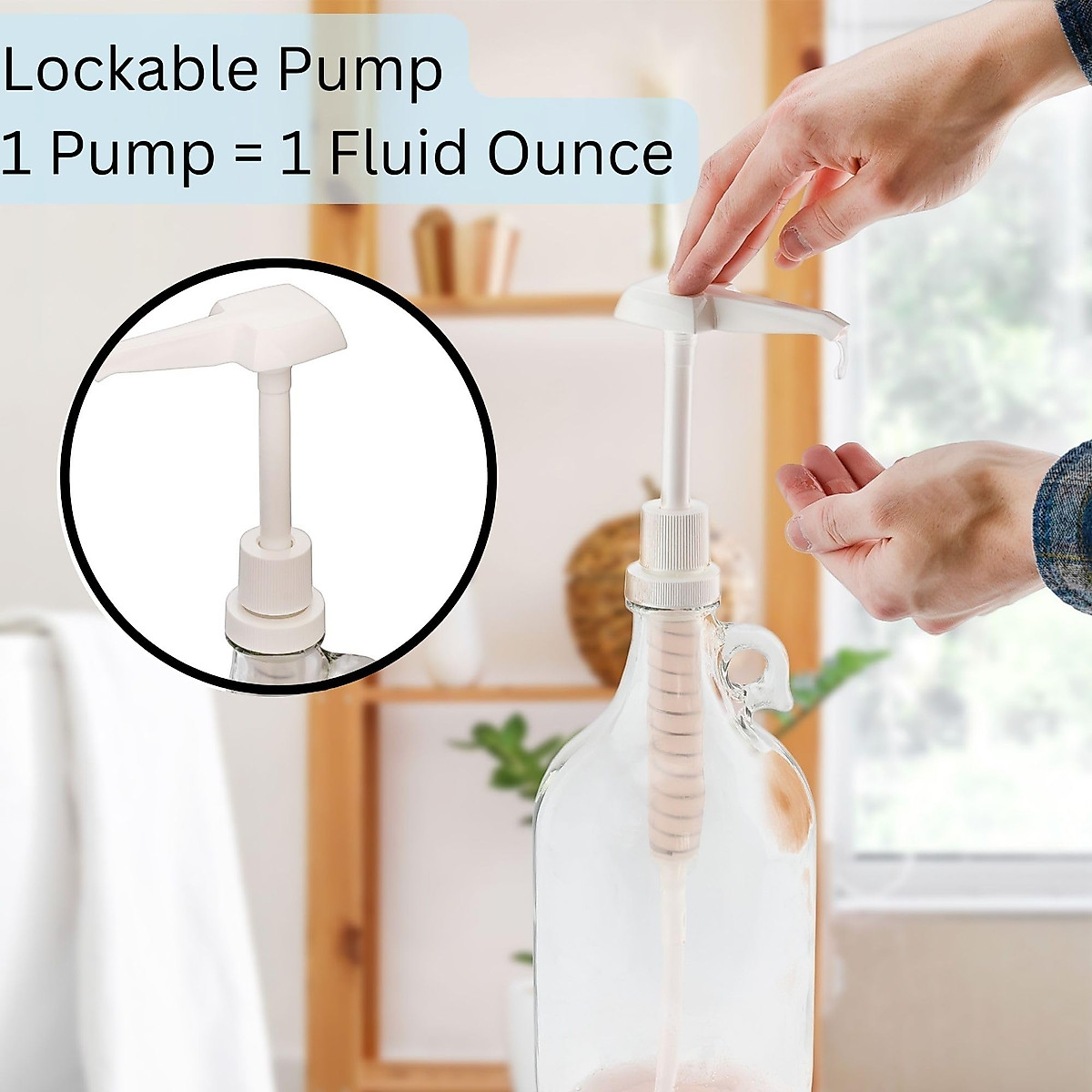 Cornucopia Half Gallon Glass Pump Dispenser Bottle, 64-Ounce Jug with Pump for Sauces, Syrups, Soaps and More