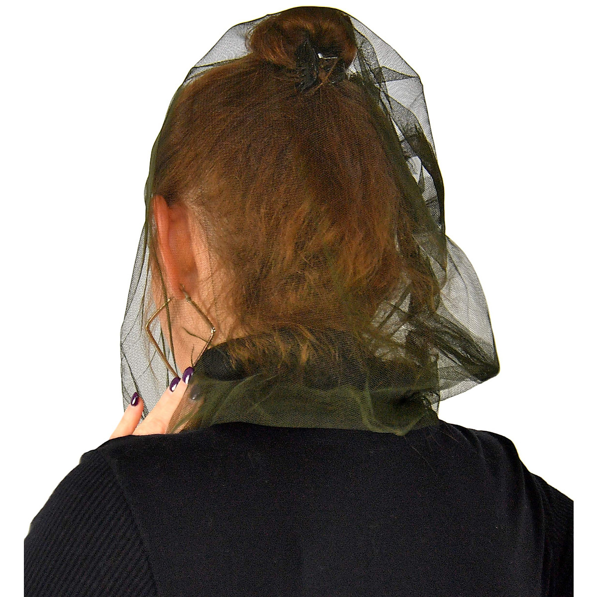 Home-X Anti-Mosquito Mesh Head Net, Bug Face Shield, 100% Polyester Soft Fly Screen Fine Mesh Mosquito Netting-Head Net-Black