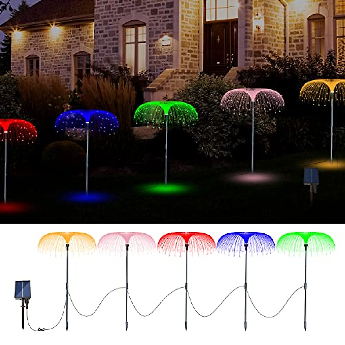 jar-owl Solar Garden Outdoor Lights, 5 Pack Multiple Color Switching, Upgraded Model Decorative Waterproof Jellyfish Light for Patio, Garden, Path, Holiday