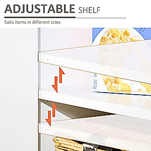 HOMCOM 3 Door Sideboard Buffet Cabinet, Kitchen Cabinet, Coffee Bar Cabinet with Chevron Pattern, Adjustable Shelf and Metal Legs, Natural Wood