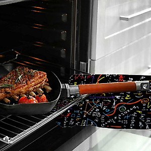 My Daily Cooking Apron with Pockets, Oven Mitt and Pot Holder Set, Funny Math Doodle Colorful Adjustable Apron, Microwave Glove, Potholder 3 Piece, Kitchen Gift Set