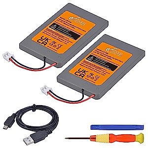 Pickle Power PS3 Controller Battery Replacement, 2 Pack LIP1359 Battery for Sony Playstation 3 PS3 Dualshock 3 CECHZC2E CECHZC2U Controller with USB Cable+Tools