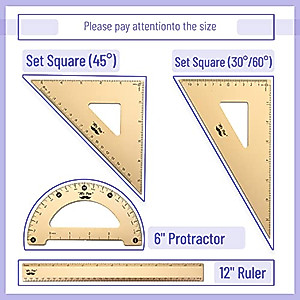 Mr. Pen- Geometry Set, Gold Color, 4 Pack, Metal Geometry Kit, Triangle Ruler, Metal Ruler, Drafting Triangles, Metal Protractor, Metal Set Square, Drafting Ruler, Drafting Set