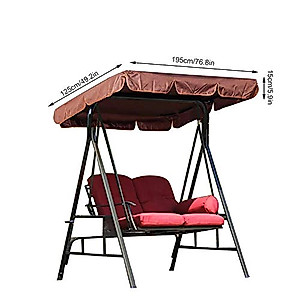 Swing Cover, Swing Canopy Replacement Waterproof Foldable Patio Swing Canopy Porch Top Cover for Outdoor Garden Patio Yard Park Porch Seat Furniture Swing Seat Cover, 76.8 x 49.2 x 5.9in Coffee