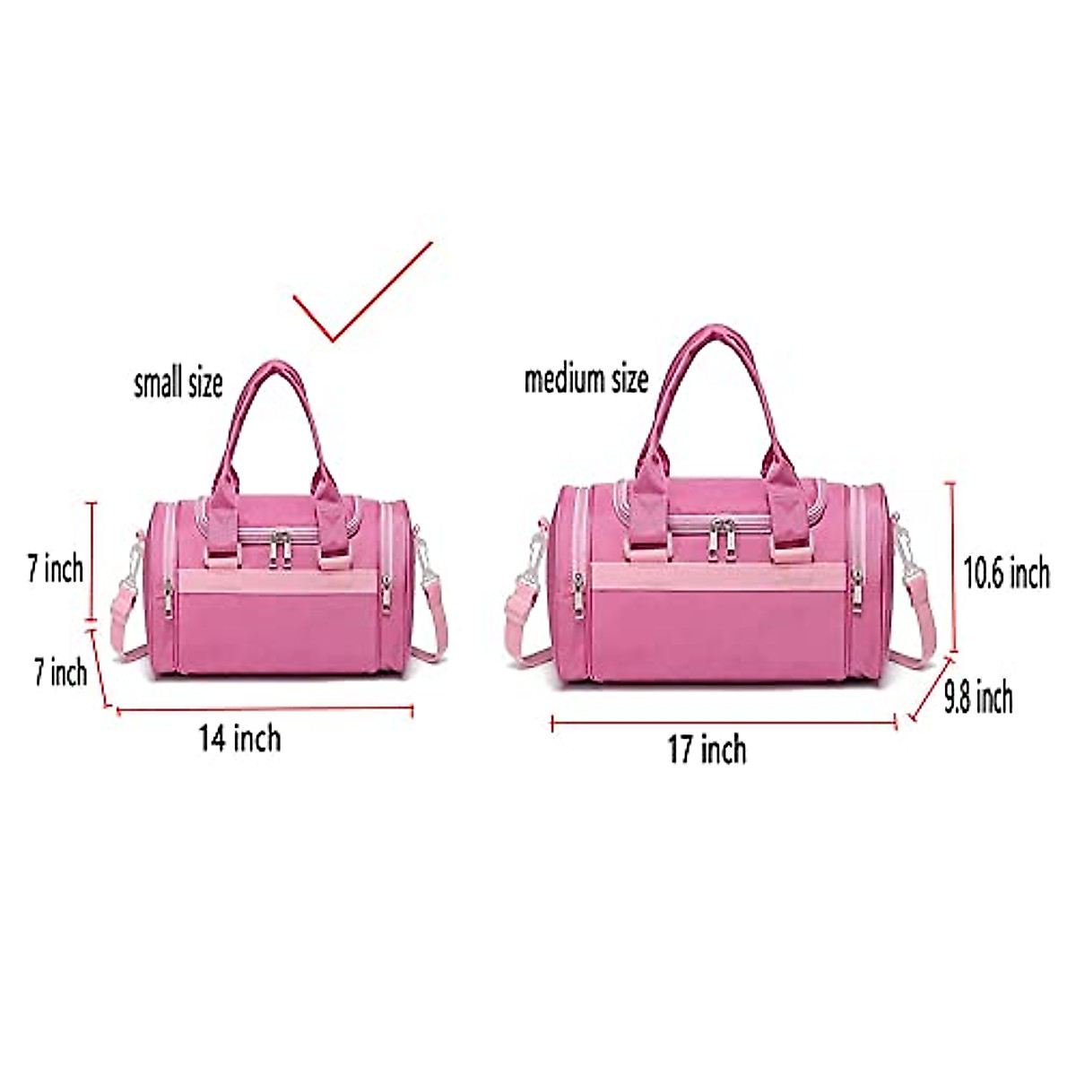 Kids Ballerina Dance Bag for Girls, Mini Size for Ballet,Dance Recitals,Weekend Overnight, Short Trips,Carry-on Size.