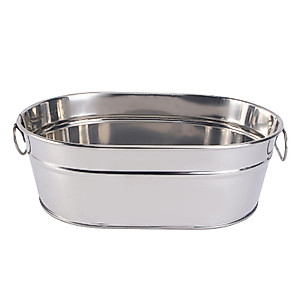 Cabilock Galvanized Metal Tub Stainless- Steel Beverage Tub Drink Tub Ice Bucket Bar Snacks Container Food Serving Tray for Parties