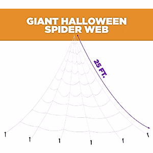 PREXTEX Halloween Decor Spider Web with 25ft Cobweb Rope - Halloween Decorations Outdoor and Indoor | Halloween House Decor Kitchen, Bedroom, Party Decoration