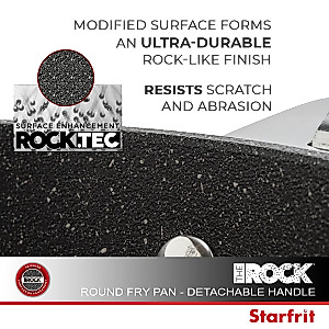 THE ROCK by Starfrit 11-Inch Fry Pan/Round Dish with T-Lock Detachable Handle, Normal, Black