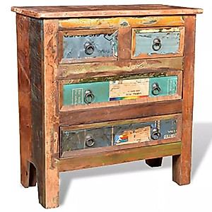 vidaXL Solid Reclaimed Wood Cabinet 4 Drawers Vintage Sideboard Storage Unit