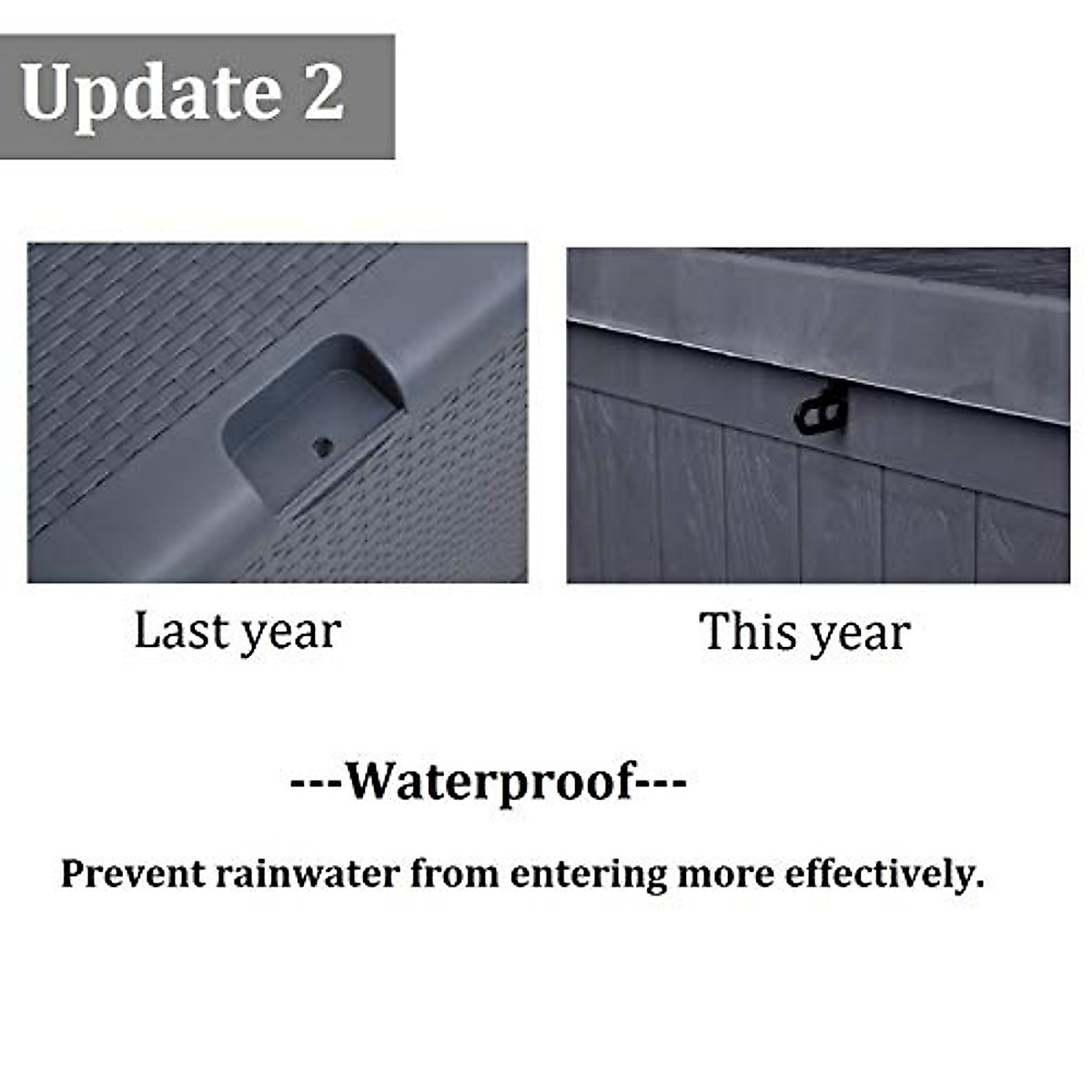 Plastic Deck Storage Container Box - Water-resistant 120 Gallon Outdoor Patio Garden Furniture, Grey, Update for Hydraulic Rods