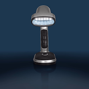 Mitaki-Japan ELDSKLT Led Desk Lamp, 12-Bulb Battery-Operated Table Light for Home, Office, Silver/Black