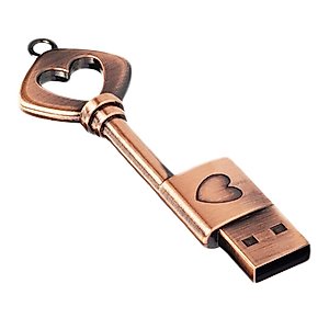 Cute USB Flash Drive Key 64GB, Wiedeus Classic Retro Metal Memory Stick Heart-Shaped Thumb Drives