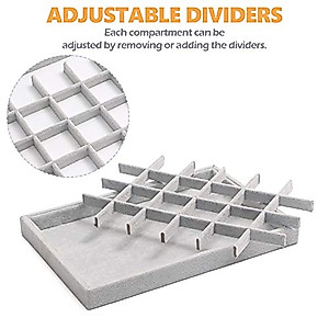 DIOMMELL Set of 4 Stackable Velvet Jewelry Trays Organizer, Jewelry Display Storage Box Showcase Holder Dresser Drawer Organizer for Earring Necklace Bracelet Ring Accessary, Grey