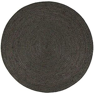 THE PIKKU INTERNATIONAL - Rug Round Natural Jute Hand Woven Braided Area Rug Black Color Carpet (132 x 132 Inch (11 Feet Round))