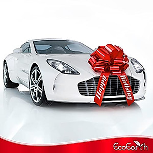 EcoEarth Happy Birthday Big Red Car Bow (18 inch, Round, 1 Pack), Decorative Bows for Giant Gifts, Birthday Bow for Car, Huge Bow for Presents, Christmas Bow