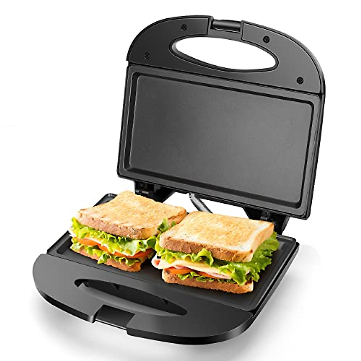 Aigostar Sandwich Maker with Non-stick Deep Grid Surface for Egg, Ham, Steaks Compact Electric Grill Black, ETL Certificated, Roy