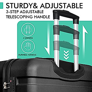 AnyZip Luggage PC ABS Hardside Lightweight Suitcase with 4 Universal Wheels TSA Lock Checked-Medium 24 Inch Black