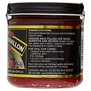 Better Than Bouillon Chili Base, Made from Select Roasted Chili Peppers & Spices, Blendable Base for Added Flavor, 8-Ounce Jar (Pack of 1)