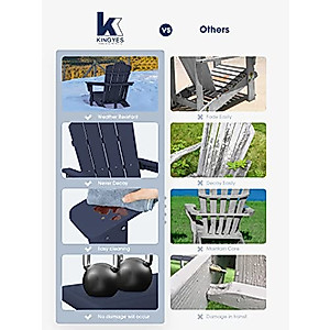 KINGYES Folding Adirondack Chair, HDPE All-Weather Adirondack Chair, Navy
