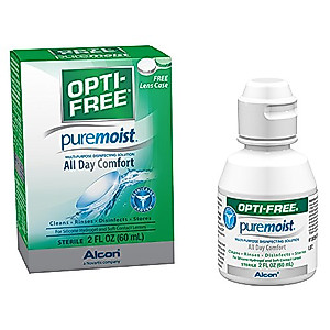 Opti-Free Puremoist Multi-Purpose Disinfecting Solution with Lens Case, (Packaging may vary), 2 Fl Oz (Pack of 1)