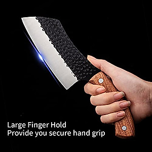 LYUSan Butcher knife Hand Forged Meat Cleaver Knife High Carbon Steel Chef Knife Fishing Filet Knife for Kitchen,Survival,Camping,BBQ