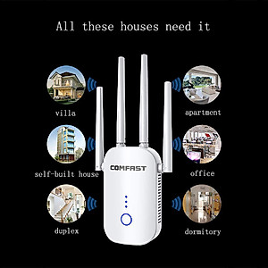 1200Mbps WiFi Range Extender Repeater, Coverage Up to 3000 sq.ft and 25 Devices, 2.4&5GHz WiFi Extender Signal Amplifier with 5 Working Modes