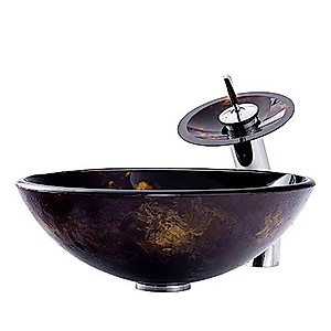 YOtat Tempered Glass Sink, Hotel Sink, Bath om Toilet Basin, Household Hotel Kitchen Accessories (A)