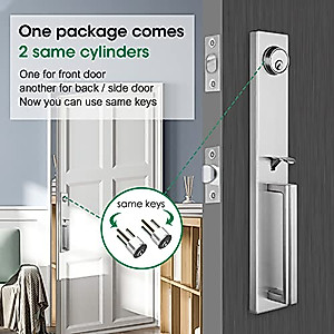 NEWBANG Silver Entry Door Lever Handleset Square Solid Single Lock Set for Front & Entrance Door with Satin Nickel Finished,MDHST2016SN-BR