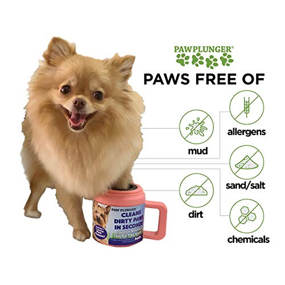 Paw Plunger - The Muddy Paw Cleaner for Dogs - Saves Carpet, Furniture, Bedding, Cars from Dirty Paw Prints - Use This Dog Paw Washer After Walks - Soft Bristles and Handle - Large, Black