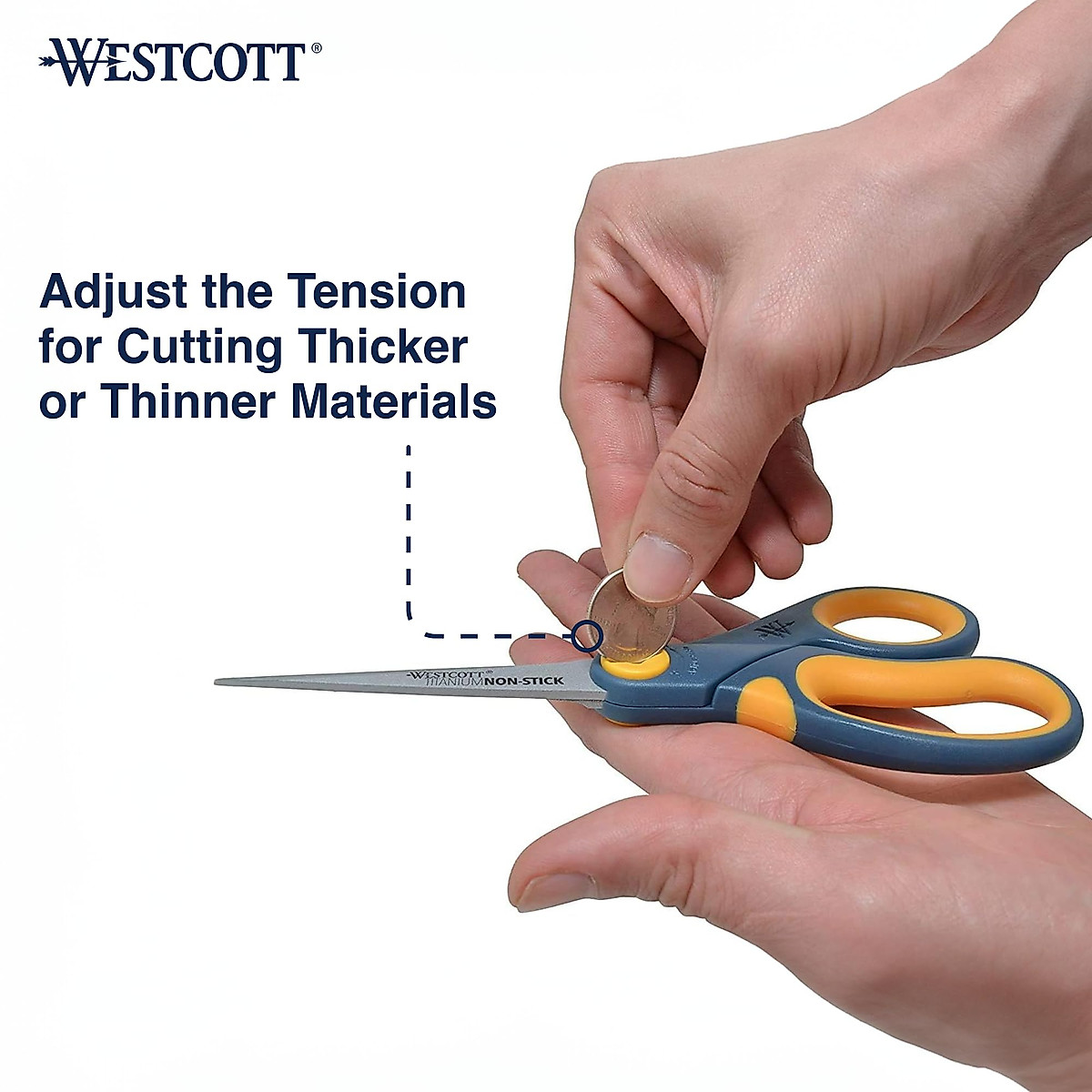 Westcott 8" Titanium-Bonded Non-Stick Scissors For Office & Home, Gray/Yellow, 3 Pack (15454)