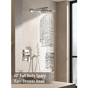 Gabrylly Shower System, Shower Faucets Sets Complete for Bathroom with High Pressure 10" Rain Shower and Handheld Shower, 2 Way Shower Valve Kit, Chrome