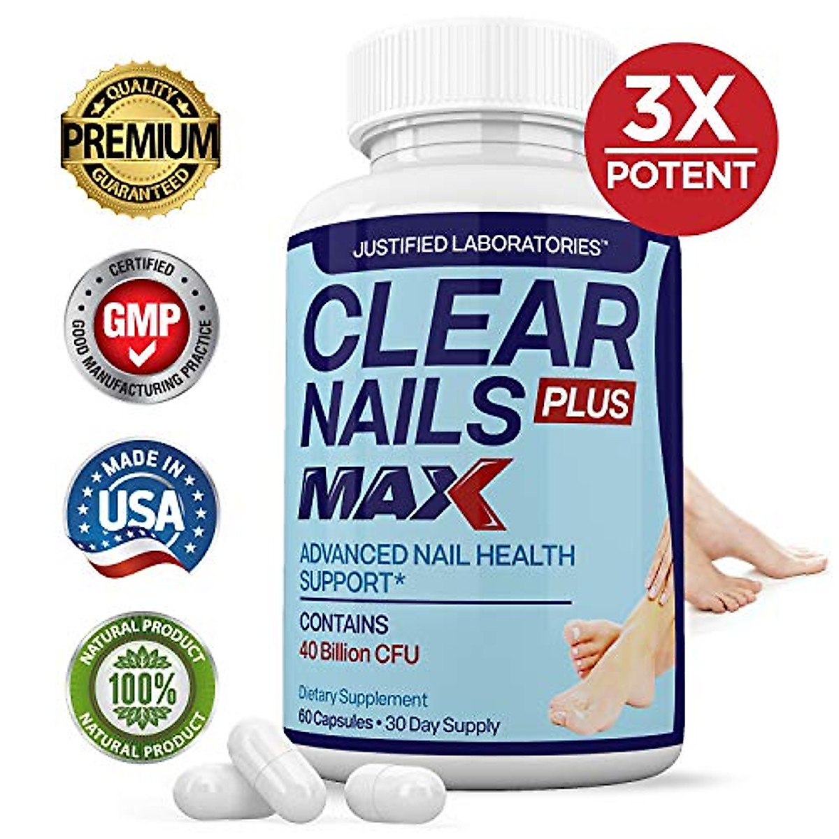 (3 Pack) Clear Nails Plus Max Pills 40 Billion CFU Probiotic Supports Strong Healthy Natural Clear Nails 60 Capsules