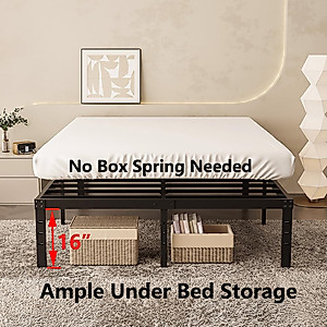 QUALEONA Bed-Frame-Queen, 18 Inch Metal Platform Queen-Size-Bed-Frame, No Box Spring Needed, Heavy Duty Steel Slat Support, Noise Free, Easy Quick Assembly, Black