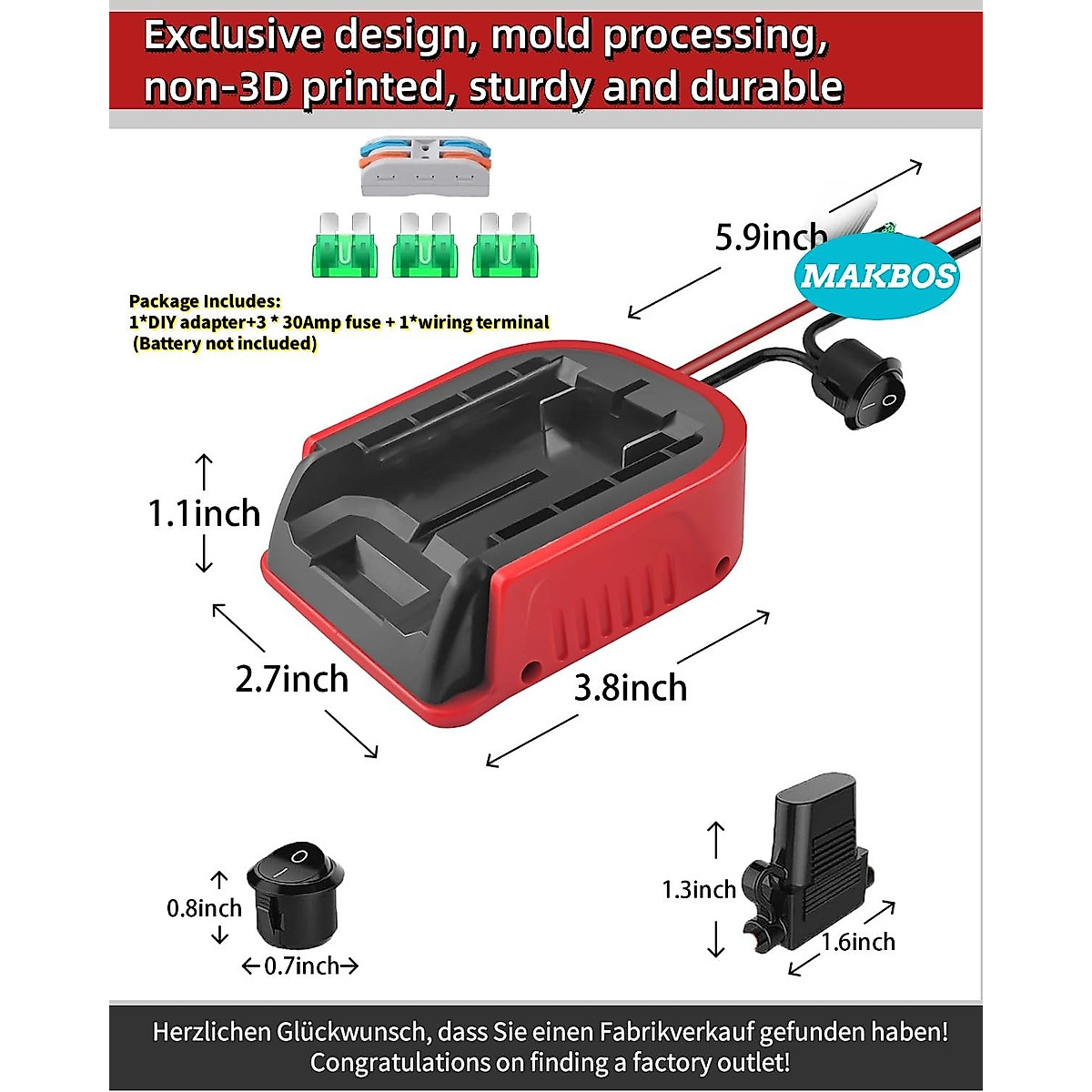 for Bauer 20V Battery Adapter,for Power Wheels Adaptor,DIY Converter for Bauer 20V Battery Power Station,Battery Conversion Kit with Switch,for DIY Rc Car Toys Batteries,for Robotics and Rc Truck