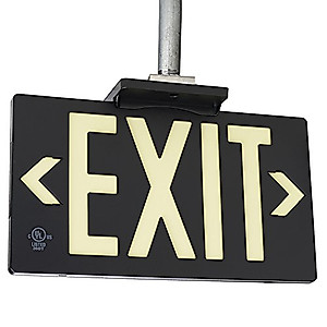 UL Listed 50 foot Jessup Glo Brite 7060-B 8.75-x-15.5-Inch Single Sided Exit Sign with Frame, Black (Mounts 4 ways, includes bracket and arrows)