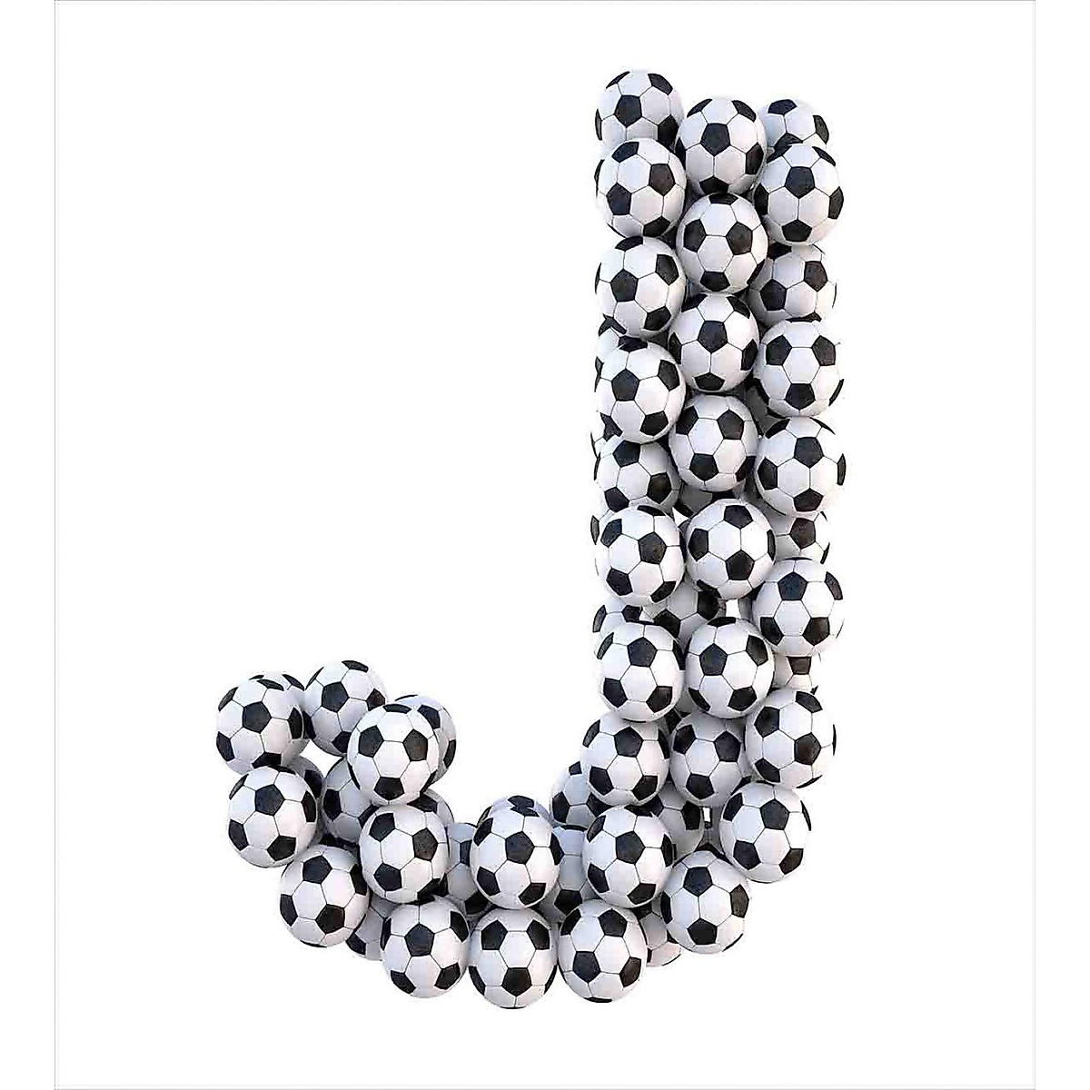 Ambesonne Letter J Duvet Cover Set, Soccer Balls in The Form of a Letter Futboll Alphabet Theme Teamplay Sports, Decorative 2 Piece Bedding Set with 1 Pillow Sham, Twin Size, Black Off White